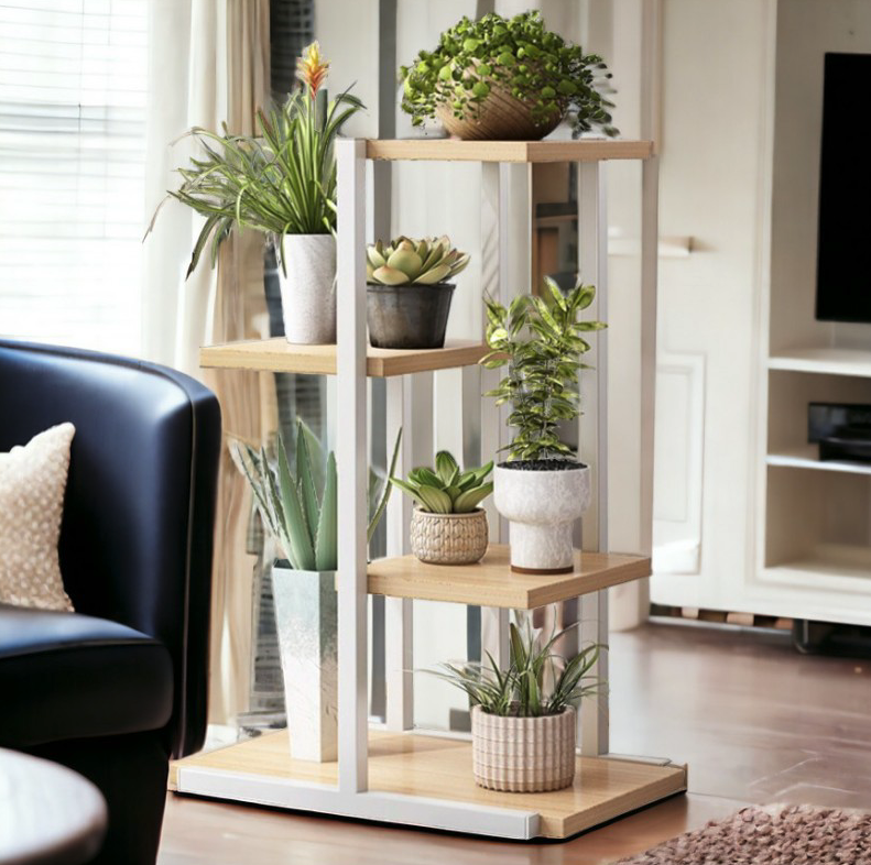 Stand de flori modern în alb cu rafturi ușoare 68 x 40 x 20 cm :: Lilly.ro