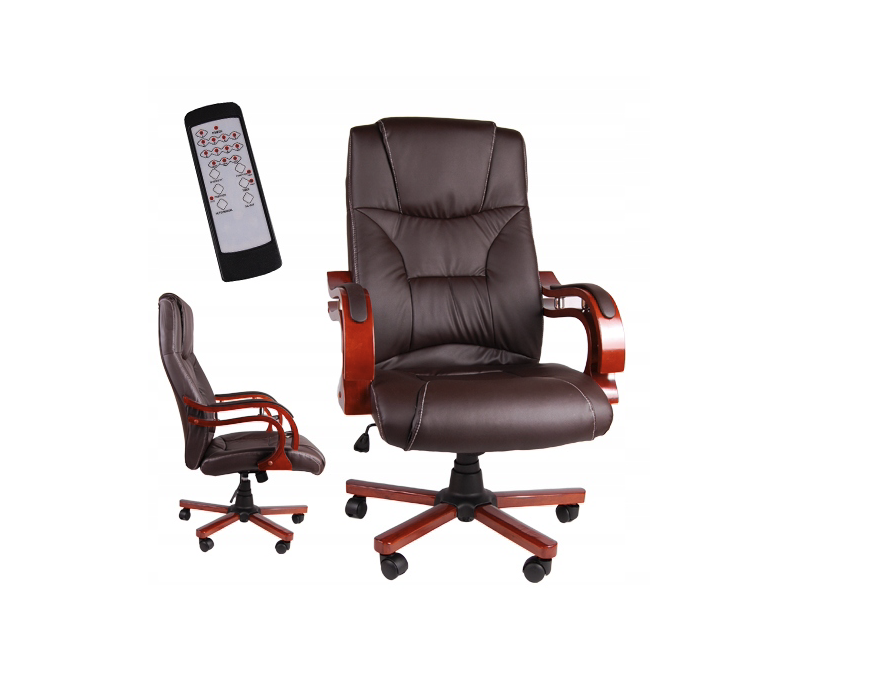 Smeđa masažna stolica s drvenim naslonima za ruke :: Delamart