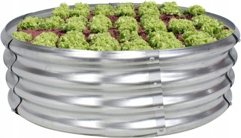 Kerek horganyzott kerti magaságyás 120 x 120 x 30 cm - ezüst :: Bonu.hu