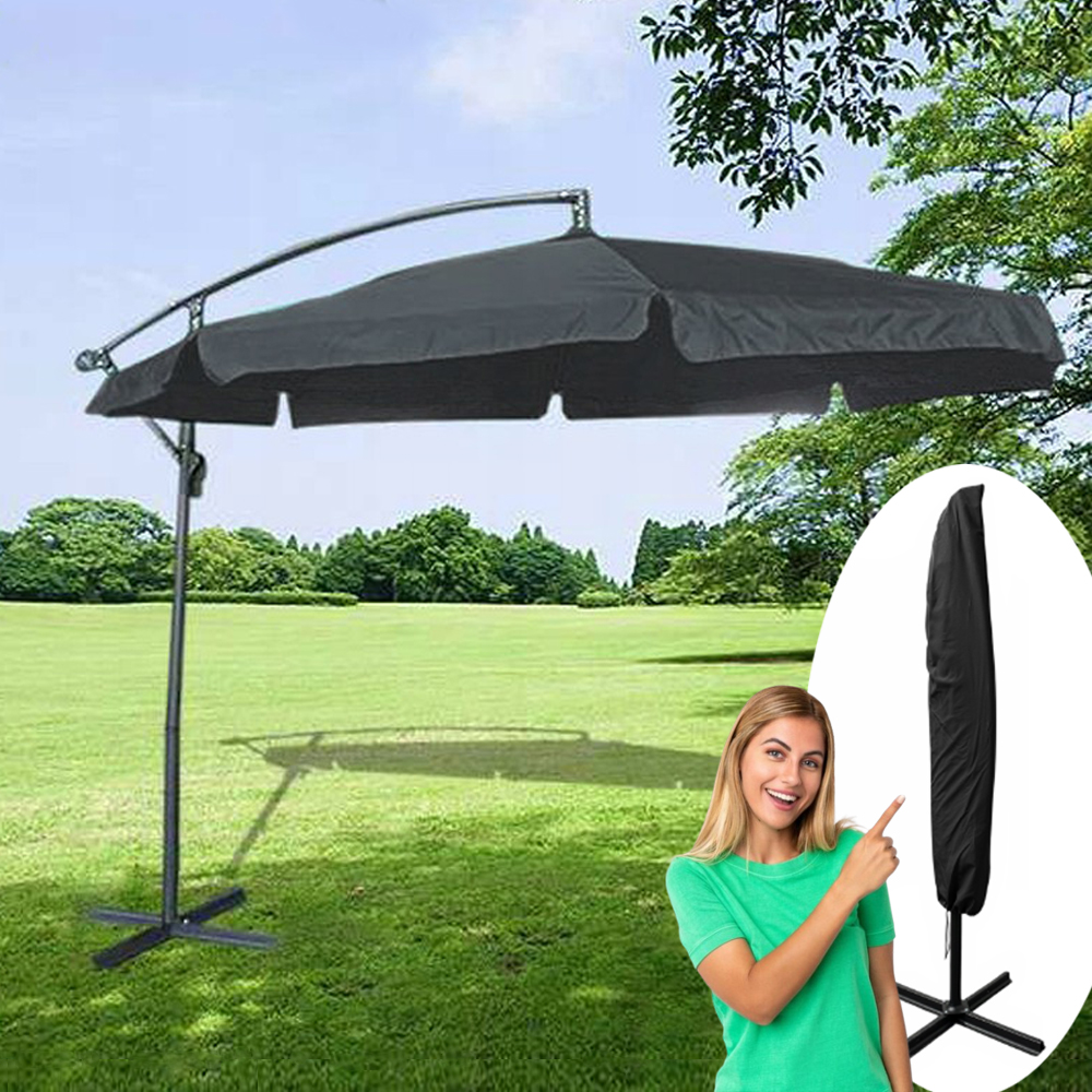 Veľký slnečník do záhrady so stojanom v tmavošedej farbe - Domtextilu.sk