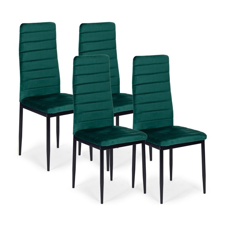 Set de 4 scaune elegante din catifea verde :: Lilly.ro