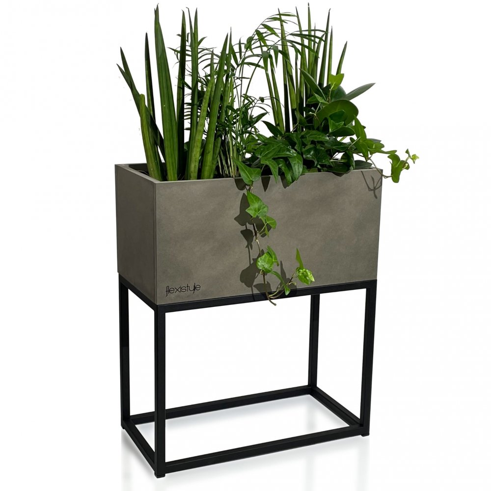 Ghiveci metalic lat pentru flori gri LOFT FIORINO 42X22X50 cm :: Lilly.ro