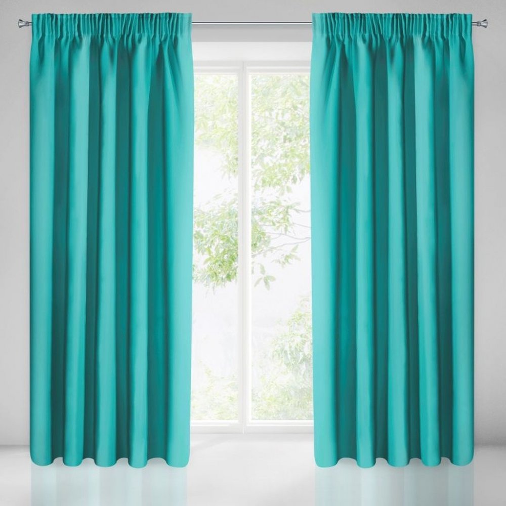 Draperii monocrome de lux în turcoaz 135 x 270 cm :: Lilly.ro