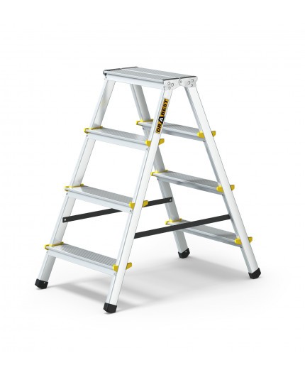 Dvostranska lestev iz aluminija s 4 stopnicami in nosilnostjo 150 kg ...