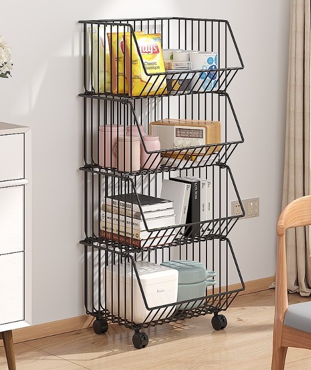 Raft negru cu 4 coșuri pe roți :: Lilly.ro