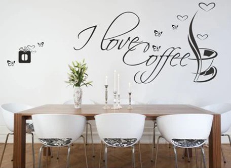 Autocolant de perete cu textul I LOVE COFFEE :: Lilly.ro
